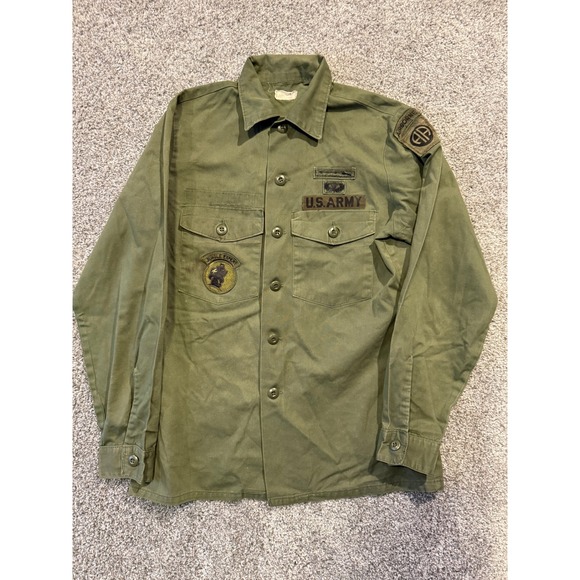 Shirts | Vintage Us Army Mens Og 57 Utility Shirt Patches Airborne ...